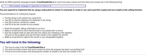 Solved Write An Arm Assembly Language Program Countvowels