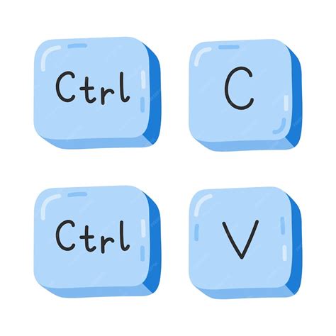 Premium Vector Cute Cartoon Blue Ctrl C And Ctrl V Keyboard Buttons
