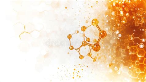Golden Molecular Structure Abstract Honeycomb Background Stock