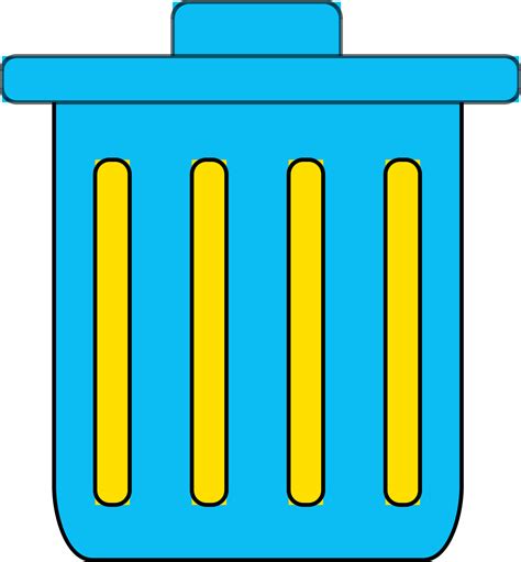 Black Line Art Delete Box In Blue And Yellow Red Color 24367185