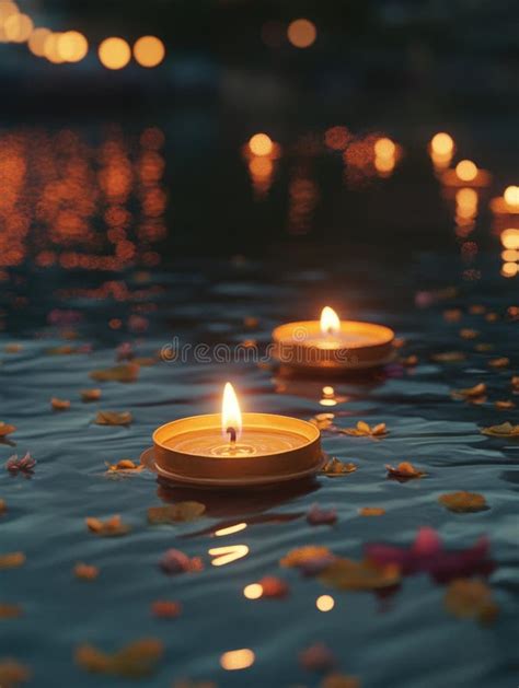 Illuminated Floating Lanterns In Water At Night Stock Image Image Of Candle Night 359683945