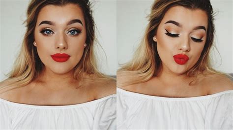 Rosegold Eyeshadow And Red Lips View Makeup Tutorial For Step By Step