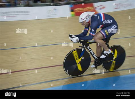 Francois Pervis Of France Wins The Mens Kilometer Time Trial Hong Kong Velodrome April 16