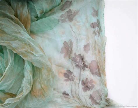 Шелковый шарф Шоколадные цветы шелк шифон батик в интернет магазине на Ярмарке Мастеров