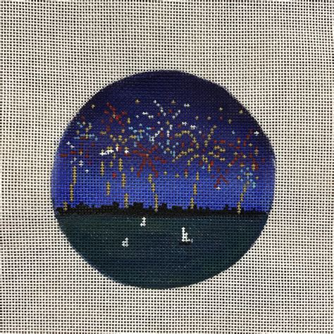 Fireworks Round Canvas Kc Needlepoint