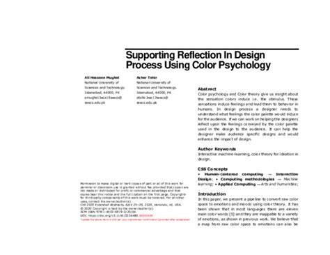 Pdf Supporting Reflection In Design Process Using Color Psychology