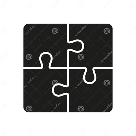 Jigsaw Square Pieces Match Glyph Pictogram Puzzle Combination Solution Silhouette Icon Stock