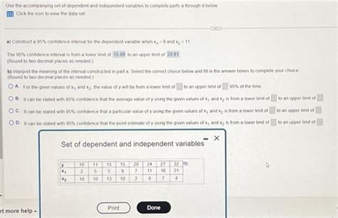 Solved Use The Accompanying Set Of Dependent And Independent Chegg Com