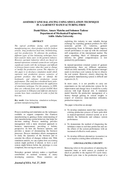 pdf simulation for garment line balancing