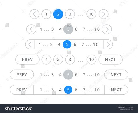 Pagination Bars Web Buttons Vector Templates Stock Vector Royalty Free 1112382656 Shutterstock