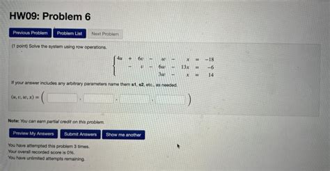 solved 1 point solve the system using row operations you