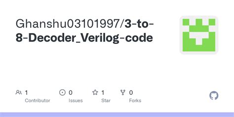Github Ghanshu031019973 To 8 Decoderverilog Code