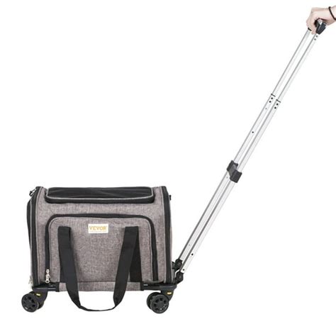Grey Airline Approved Rolling Pet Carrier Lightweight Cat And Dog