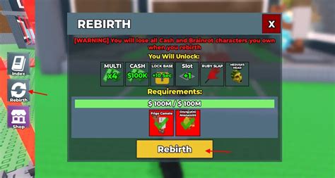 Rebirth в Steal A Brainrot гайд по перерождению в Роблоксе все