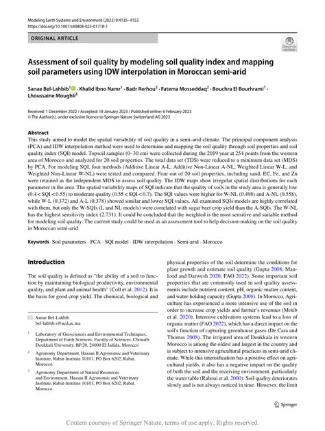Assessment Of Soil Quality By Modeling Soil Quality Index And Mapping Soil Parameters Using IDW