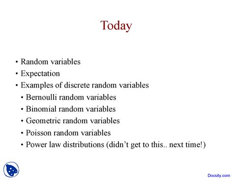 Random Variables Computer System Modeling Fundamentals Lecture