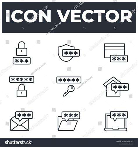 Set Password Elements Symbol Template Graphic Stock Vector Royalty