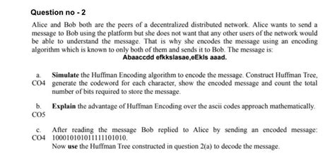 Question No Alice And Bob Both Are The Peers Of A Chegg