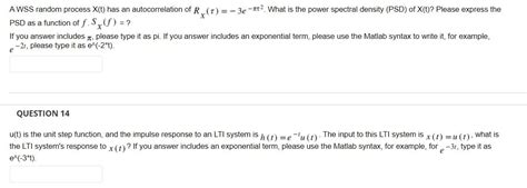 Solved A WSS Random Process X T Has An Autocorrelation Of Chegg