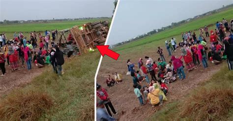 អាណិតពួកគាត់ណាស់ រថយន្តដឹកកម្មករ មួយគ្រឿង ក្រឡាប់ផ្ងារជើង ធ្លាក់ចូលស្រែកទាំងព្រឹក