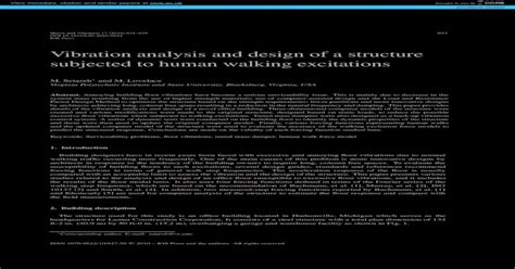 Pdf Vibration Analysis And Design Of A Structure Subjected To · 632 M Setareh And M