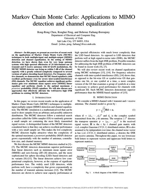 pdf markov chain monte carlo applications to mimo detection and