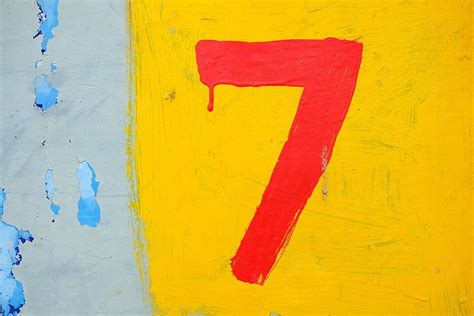 Red Seven Number Painting On Wall Background White Pattern Human Photo And Picture For Free