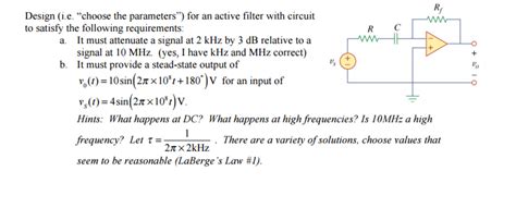 Solved Design I E Choose The Parameters For An Active Chegg
