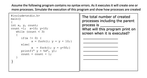 Solved Assume The Following Program Contains No Syntax