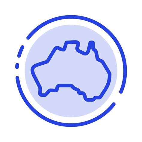 Australian Country Location Map Travel Blue Dotted Line Line Icon