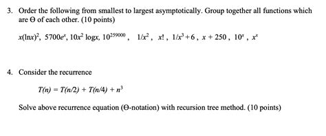 Solved 3 Order The Following From Smallest To Largest