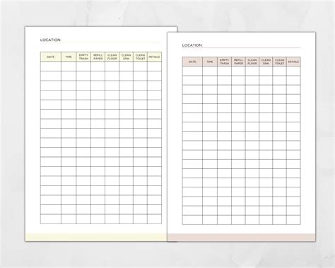 Printable Restroom Cleaning Editable Cleaning Log Bathroom Cleaning Log Bathroom Checklist
