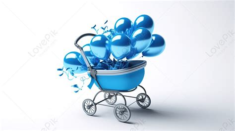 흰색 배경에 세련된 3d 파란색 유모차를 제공하는 최첨단 드론 무인 비행기 배경 아기 배경 하얀색 배경 이미지 Hd 무인 비행기 아기 하얀색 배경 사진 무료