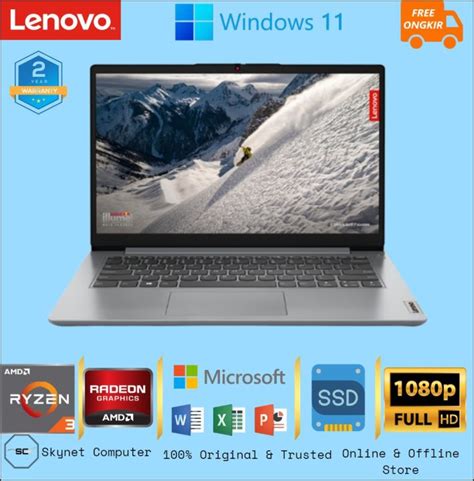 LAPTOP LENOVO IDEAPAD SLIM 1 AMD RYZEN 3 7320U RAM8GB DDR4 1TB SSD FHD WINDOWS 11 OFFICE 2021