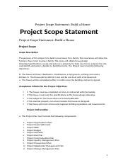 Project Scope Statement Individual Project Docx Project Scope Statement Build A House
