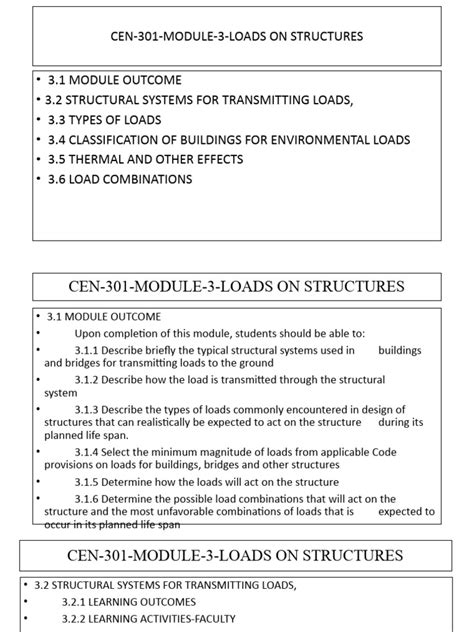 Cen 301 Module 3 Loads On Structure Pdf Beam Structure Building