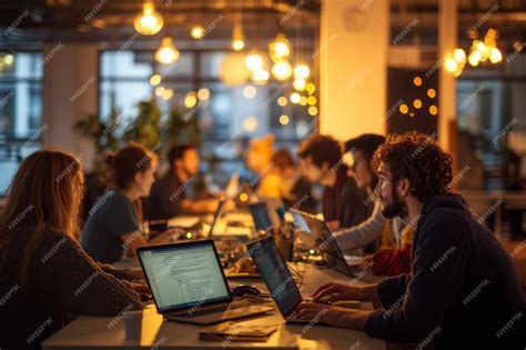 A Photograph Of A Tech Startup Team Coding Together On Laptops In An Openplan Office With