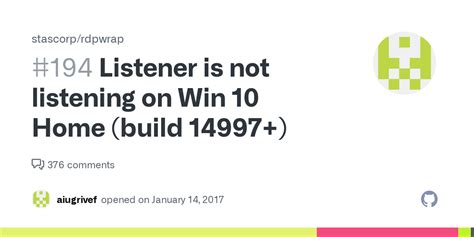 Listener Is Not Listening On Win Home Build Issue Stascorp Rdpwrap GitHub