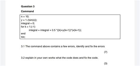 Solved 31 The Command Above Contains A Few Errors Identify