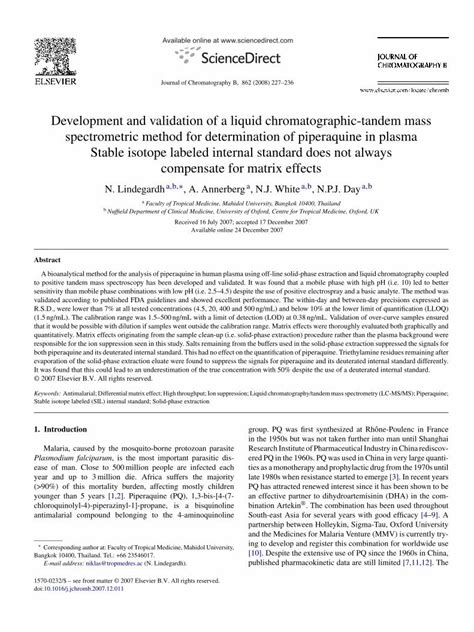 Pdf Development And Validation Of A Liquid Chromatographic Tandem