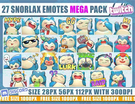 Snorlax Twitch Emotes Pokemon Emotes Emotes Snorlax Cute Emotes Emotes Bundle Emotes Twitch