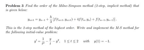 Solved Problem 3 Find The Order Of The Milne Simpson Method