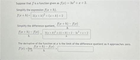 solved suppose that f is a function given as f x 3x2 x 2