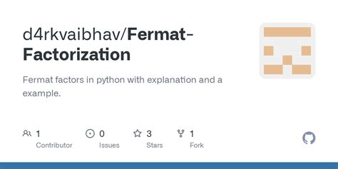 github d4rkvaibhav fermat factorization fermat factors in python