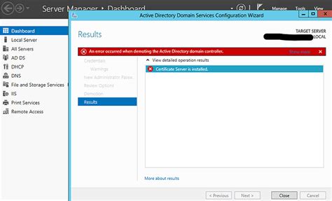 Certificate Server Is Installed Error When Trying To Demote Domain Controller Windows