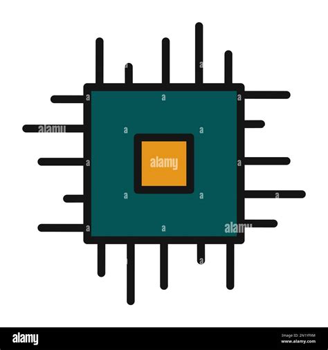 cpu chip line icon isolated on white background black flat thin icon