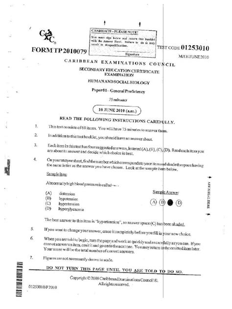 Csec Hsb 2010 P1 Solutions Pdf