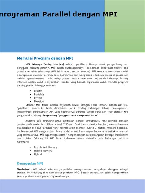Pemrograman Parallel Dengan Mpi Menggunakan Bahasa C Dikonversi Pdf