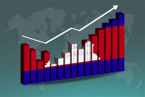 Premium Vector Cambodia 3d Bar Chart Graph With Ups And Downs