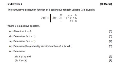 Solved The Cumulative Distribution Function Of A Continuous Chegg